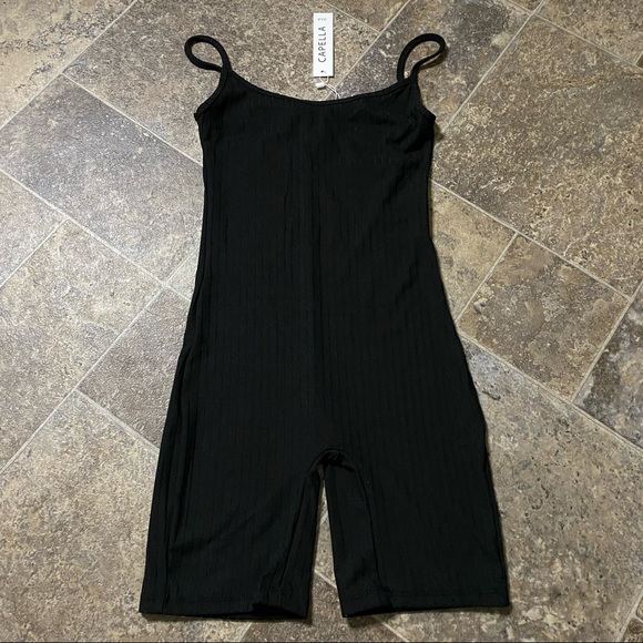 capella | Pants & Jumpsuits | Nwt Black Ribbed Bodycon Romper | Poshmark